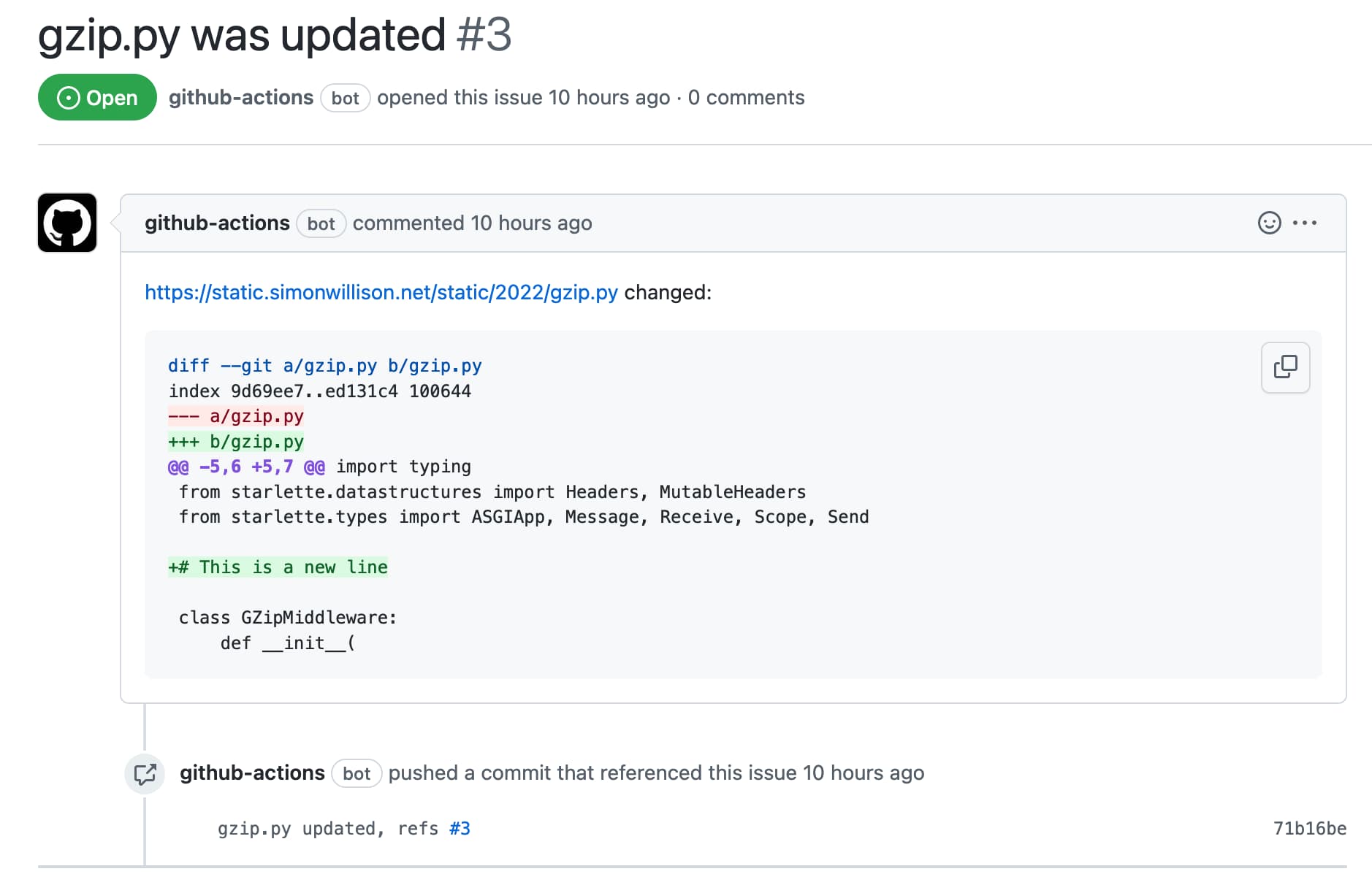 Automatically Opening Issues When Tracked File Content Changes