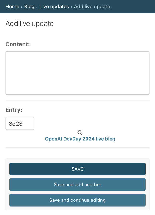 Building An Automatically Updating Live Blog In Django Simon Willisons Tils